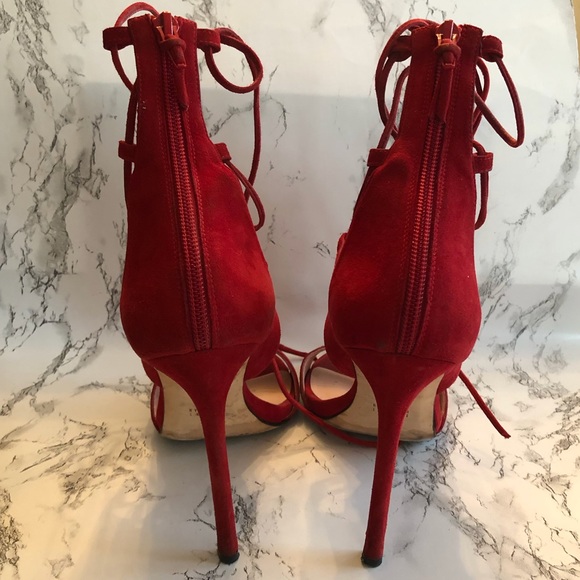 Stuart Weitzman | Shoes | Red Stuart Weitzman Lace Up High Heel Shoes ...